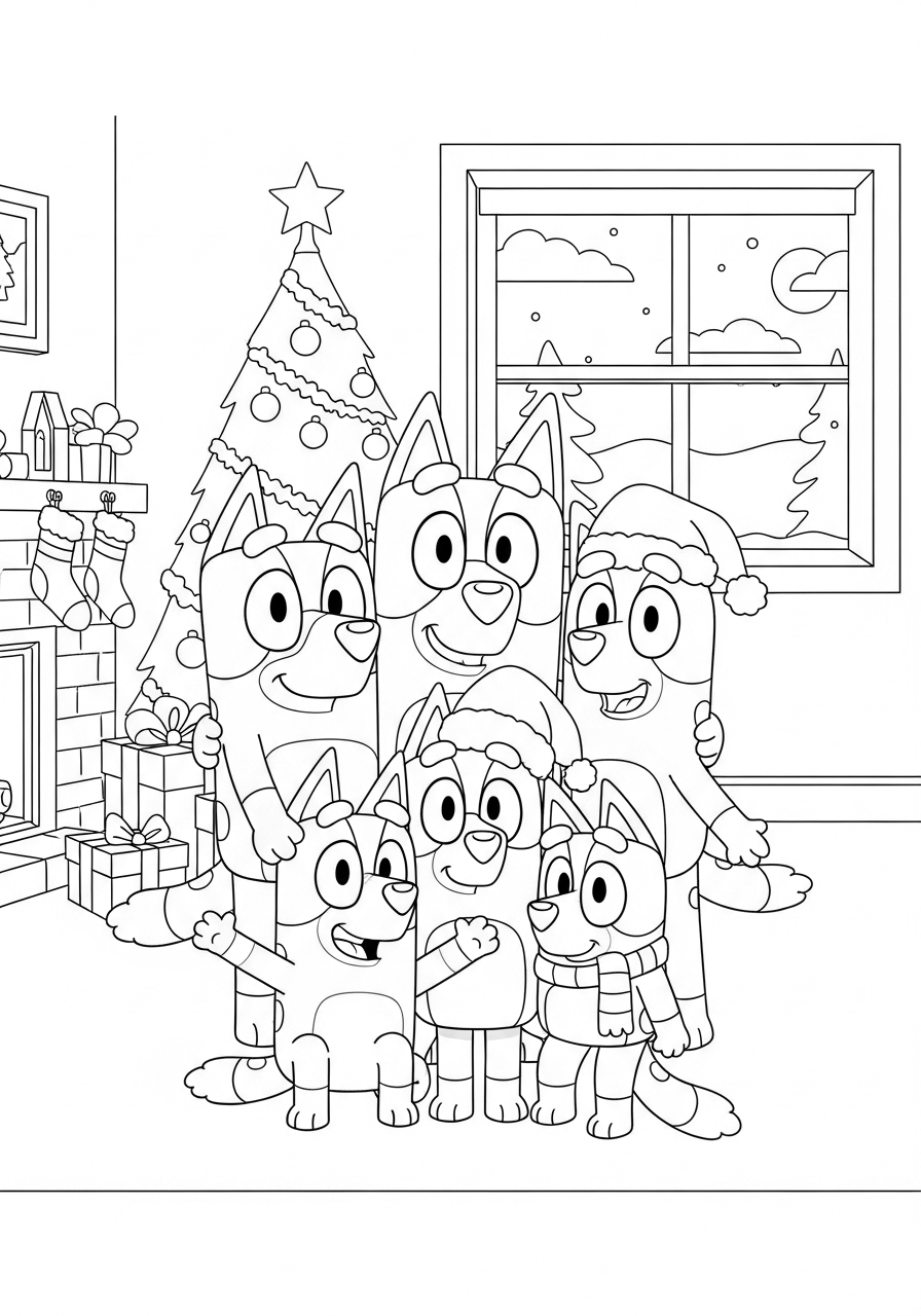 Bluey Christmas Coloring Pages - (40+ Free Printable PDF)