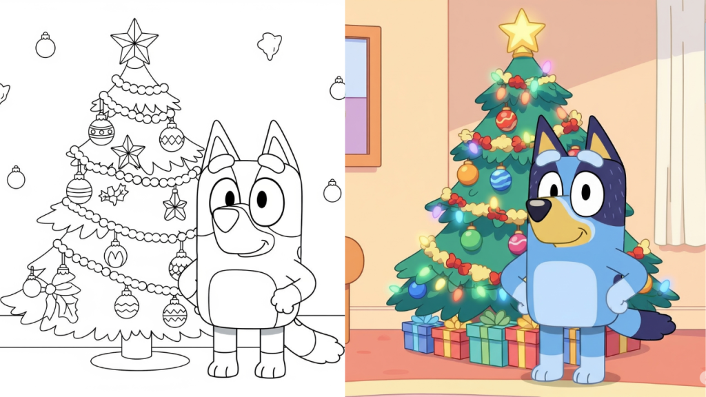 Bluey Christmas Coloring Pages - (40+ Free Printable PDF)