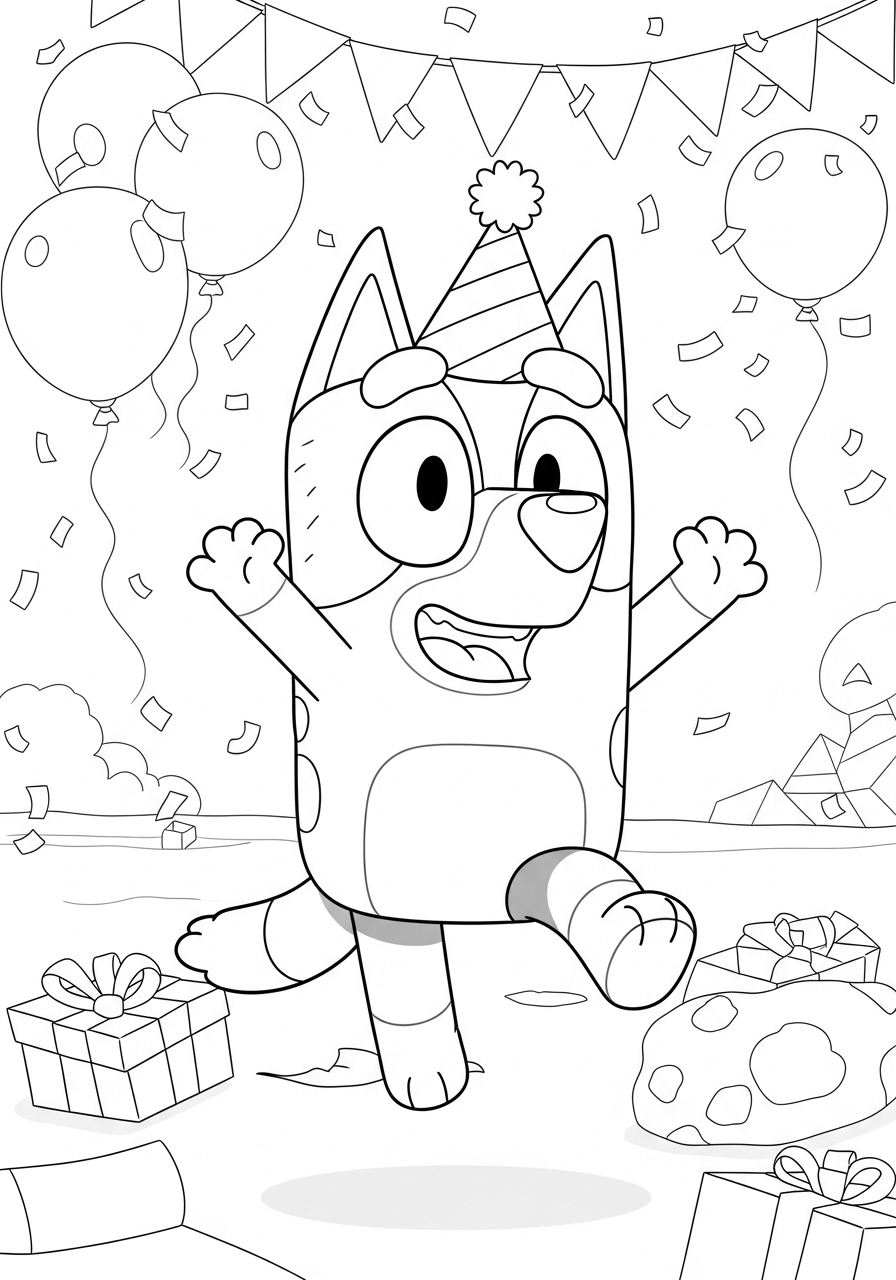 20+ Bluey Birthday Coloring Pages - (Free PDF Printables)