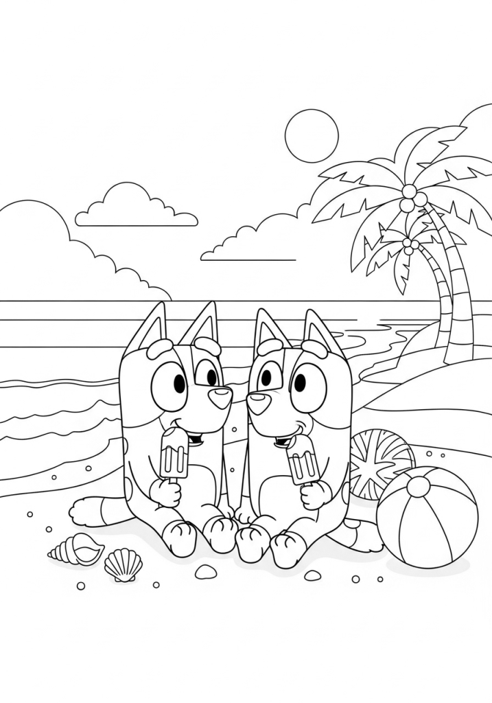 Bluey Summer Coloring Pages - (20+ Free Printables)