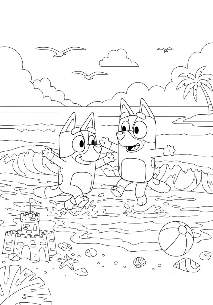 Bluey Summer Coloring Pages - (20+ Free Printables)