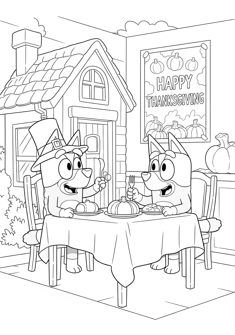 20+ Bluey Thanksgiving Coloring Pages - (Free Printables)