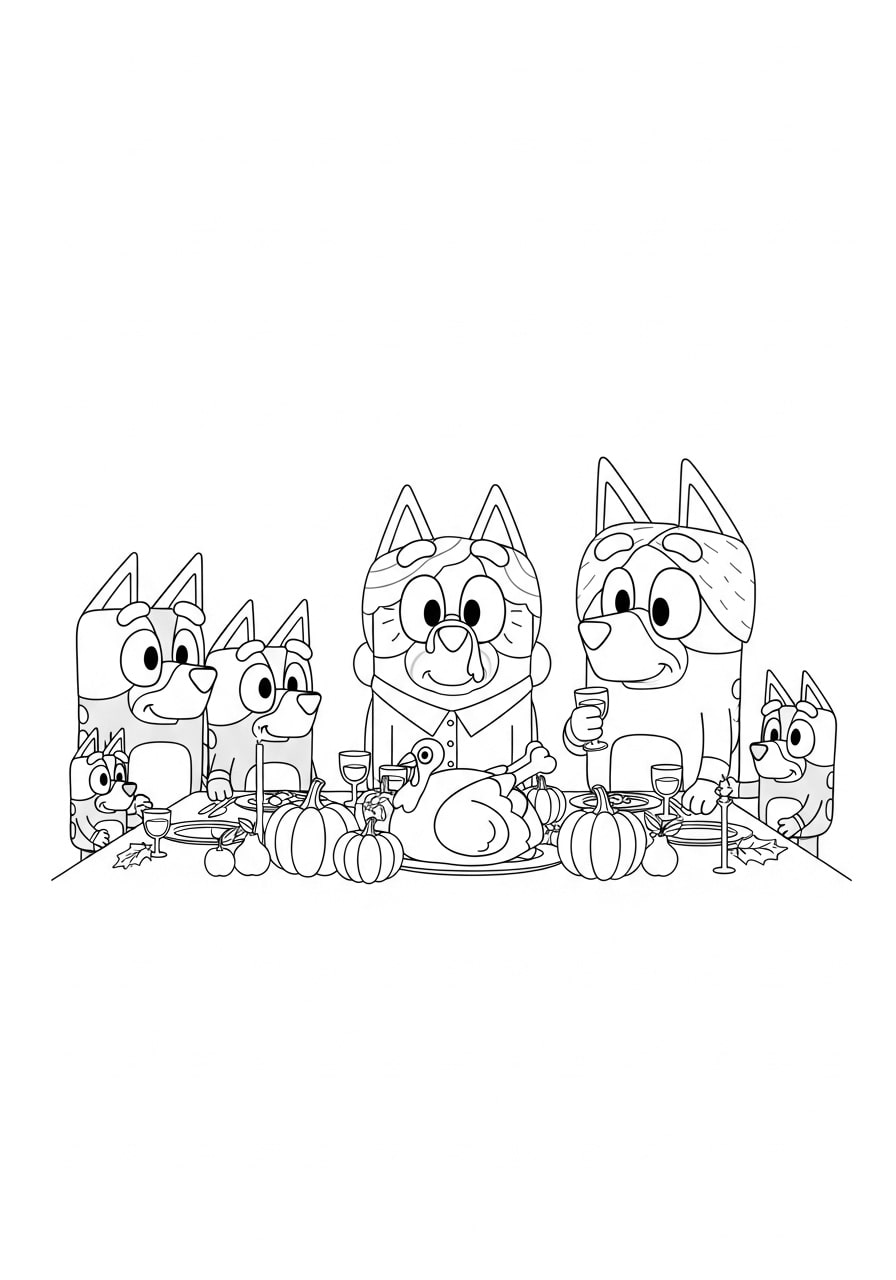 20+ Bluey Thanksgiving Coloring Pages - (Free Printables)
