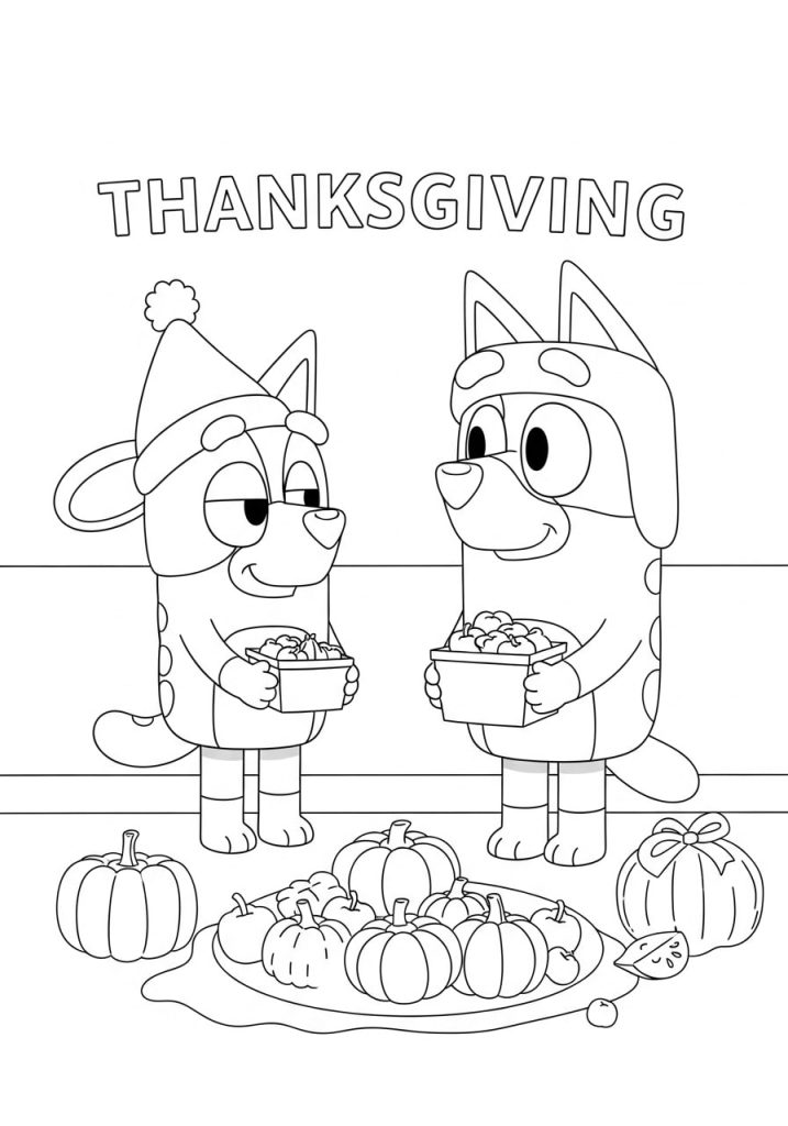 20+ Bluey Thanksgiving Coloring Pages - (Free Printables)