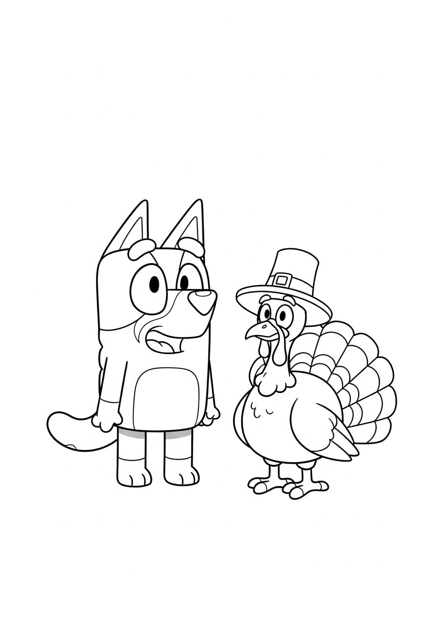 20+ Bluey Thanksgiving Coloring Pages - (Free Printables)